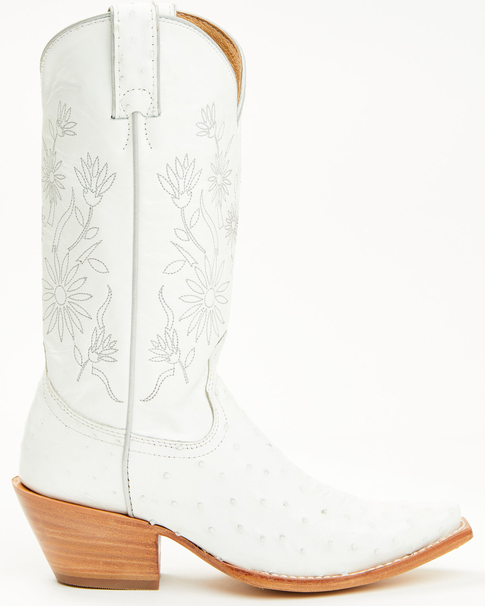 Shyanne Women's Daisie Exotic Full Quill Ostrich Western Boots - Snip Toe, White