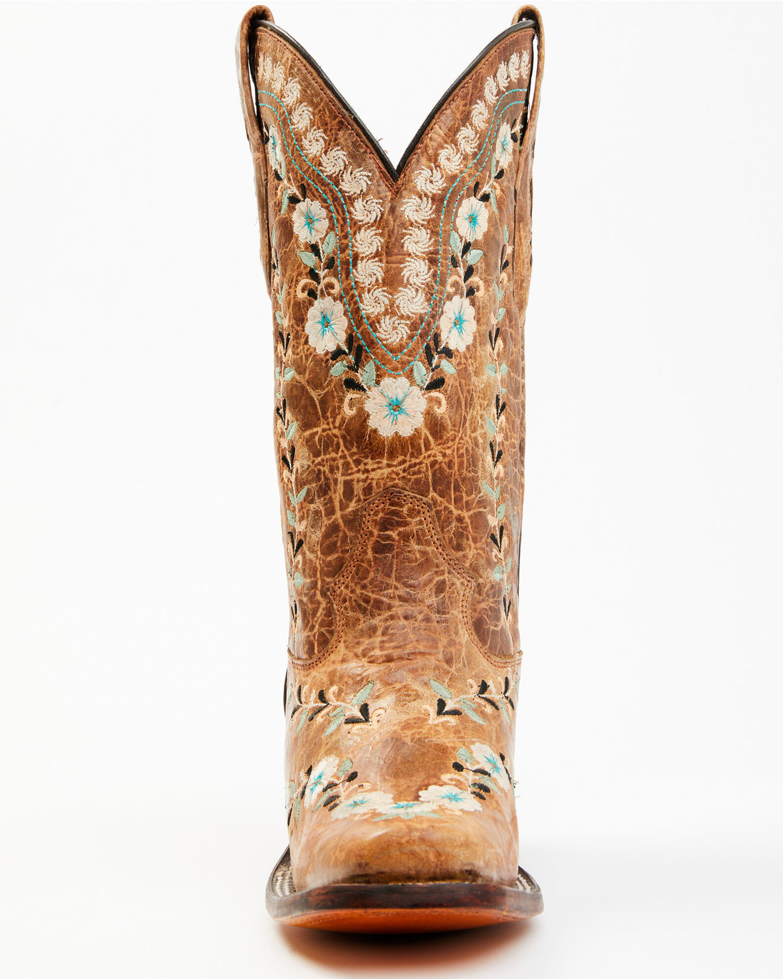 Corral Women's Floral Blacklight Western Boots - Square Toe, Cognac