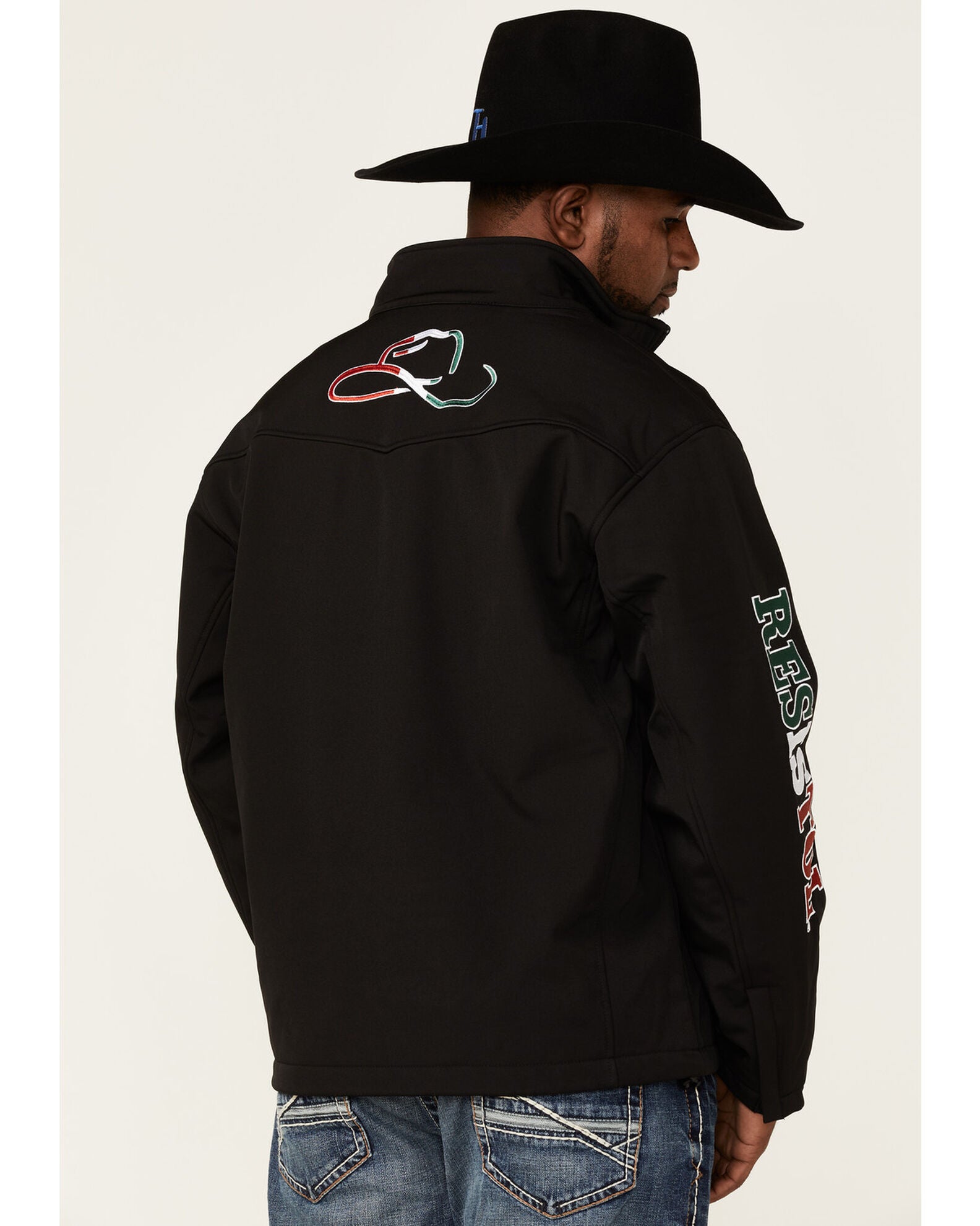 Resistol Men's Mexico Flag Logo Sleeve Zip-Front Softshell Jacket,