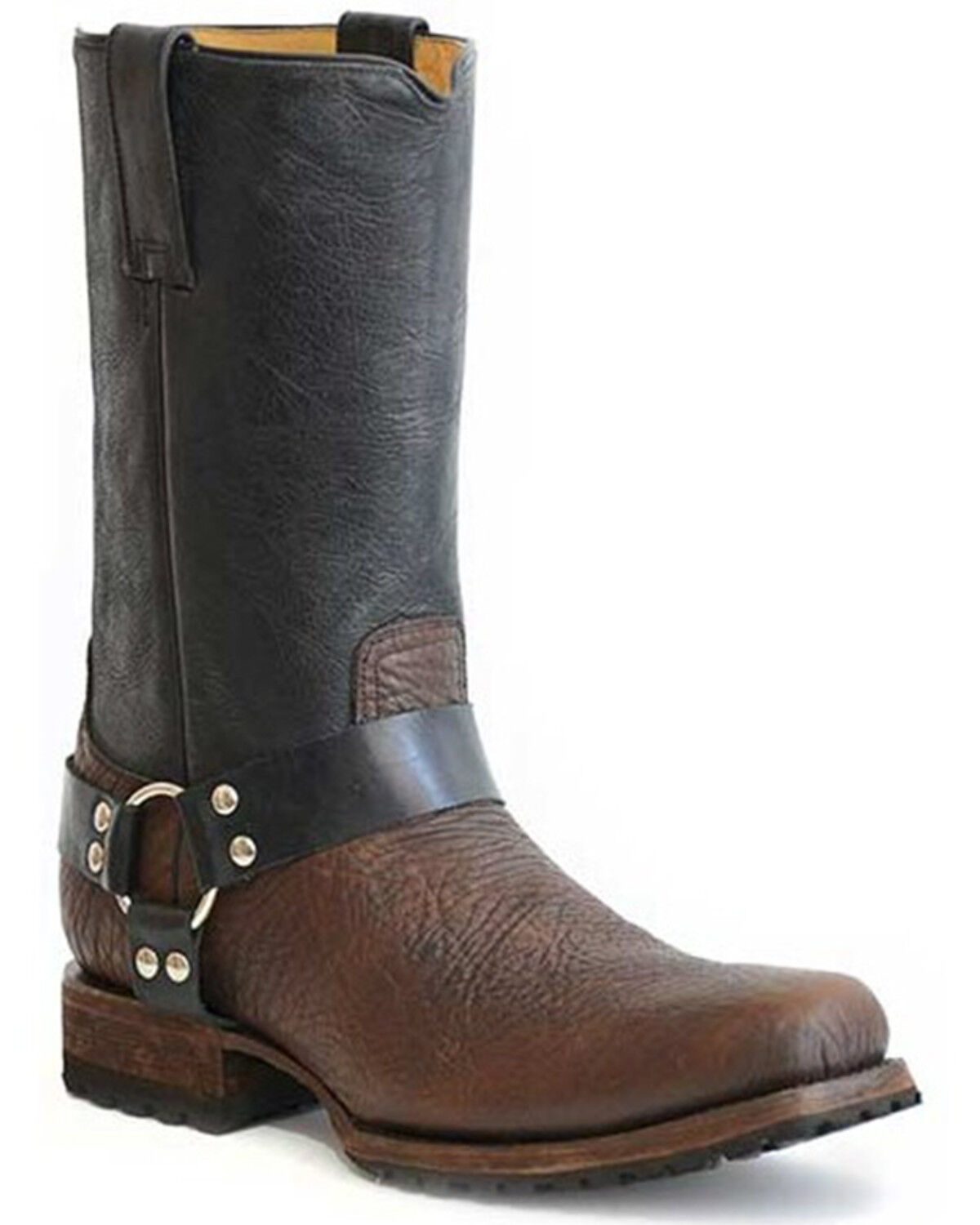 Stetson Men's Heritage Harness Bullhide Vamp Moto Boots - Square Toe ...