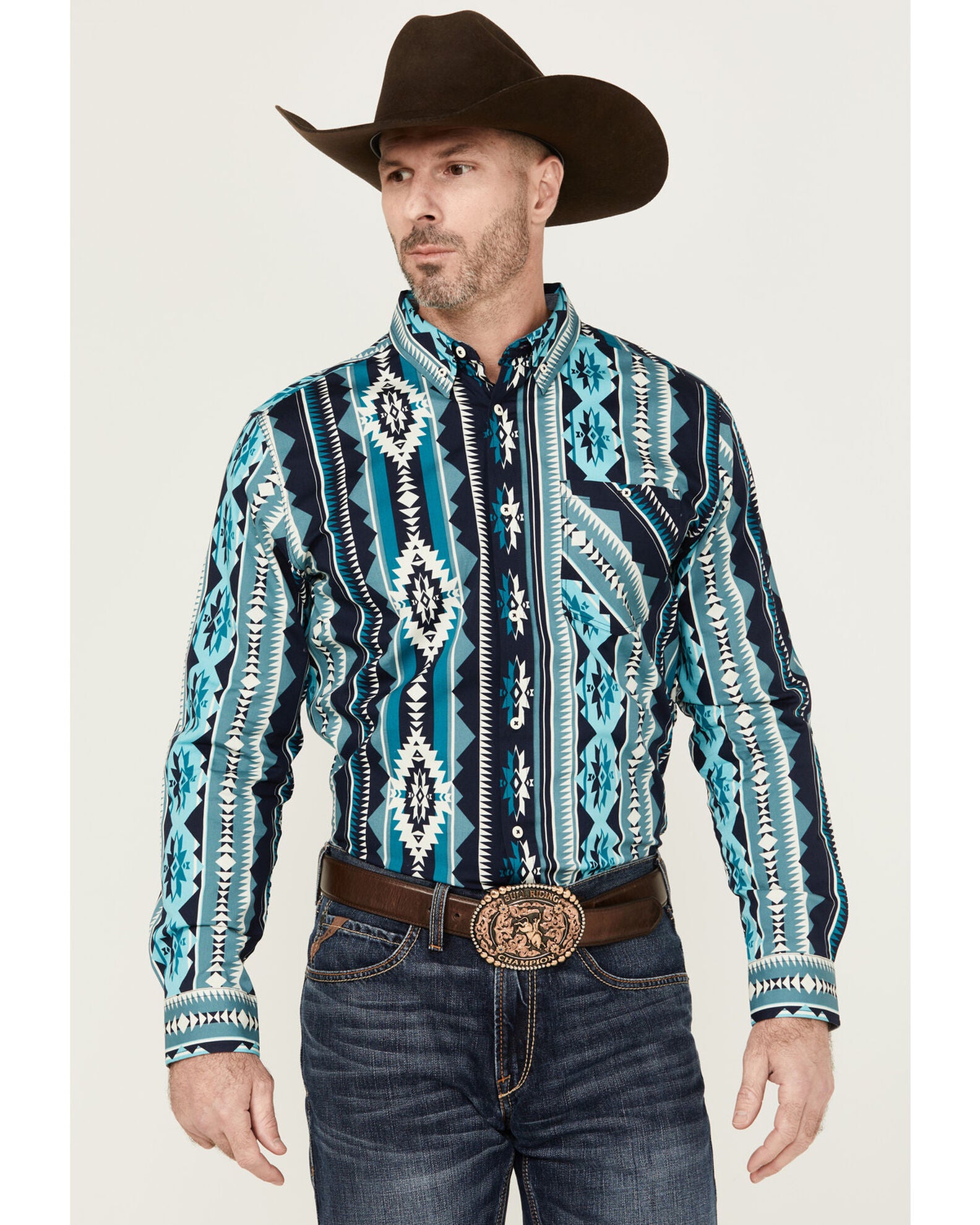 RANK 45® Men's Dakar Exploded Southwestern Print Long Sleeve ...