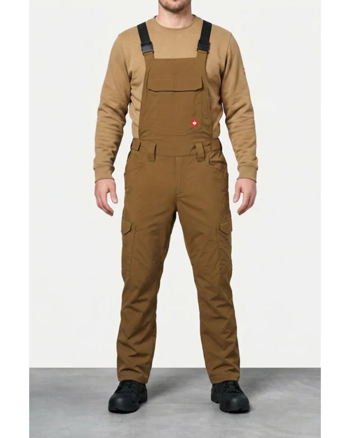 Strauss Men's Stretch Ripstop Cargo Work Bib Overalls, Brown