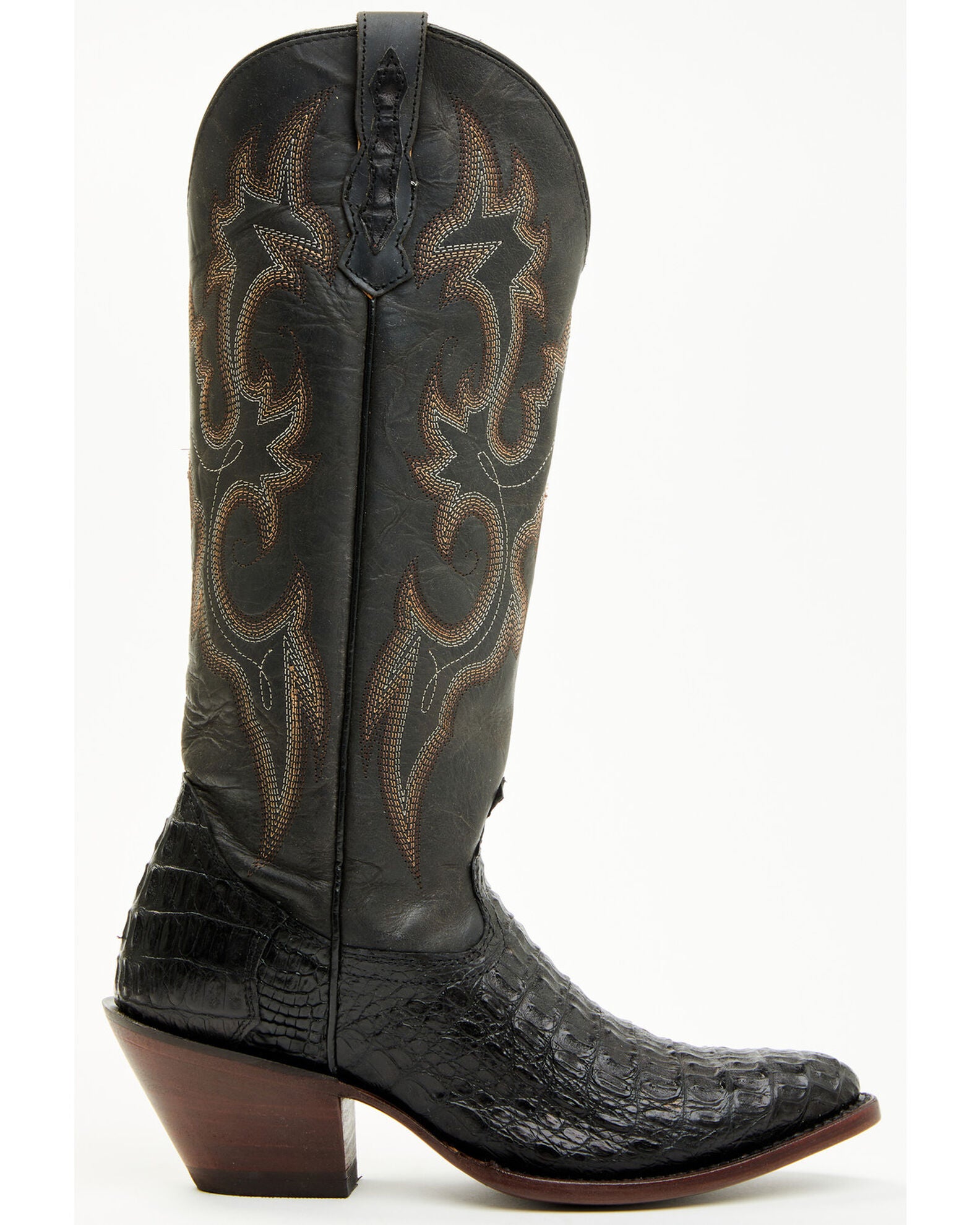 Shyanne Women's Layla Exotic Caiman Western Boots - Round Toe, Black