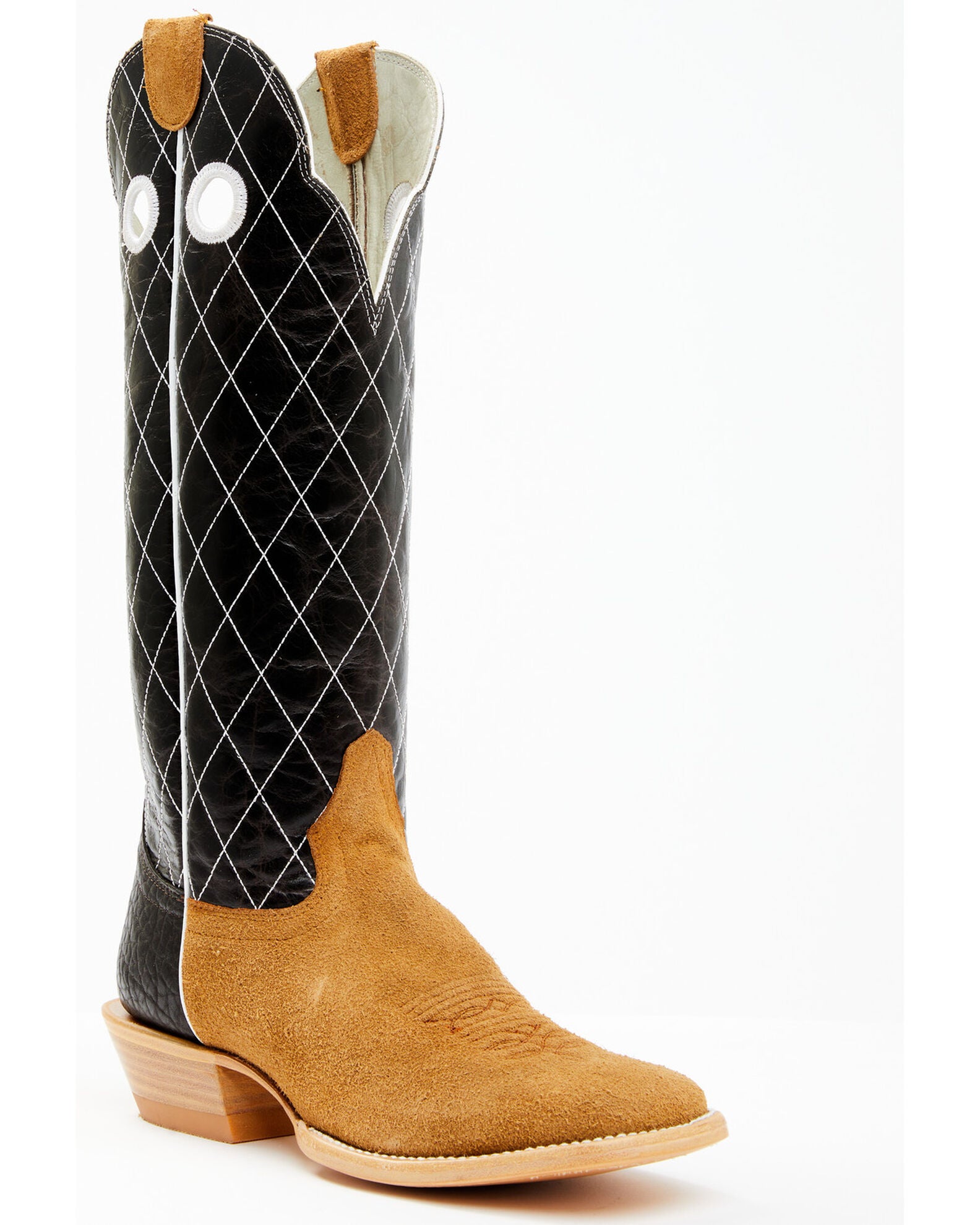 Hondo Boots Men's Roughout Western Boots - Broad Square Toe, Brown