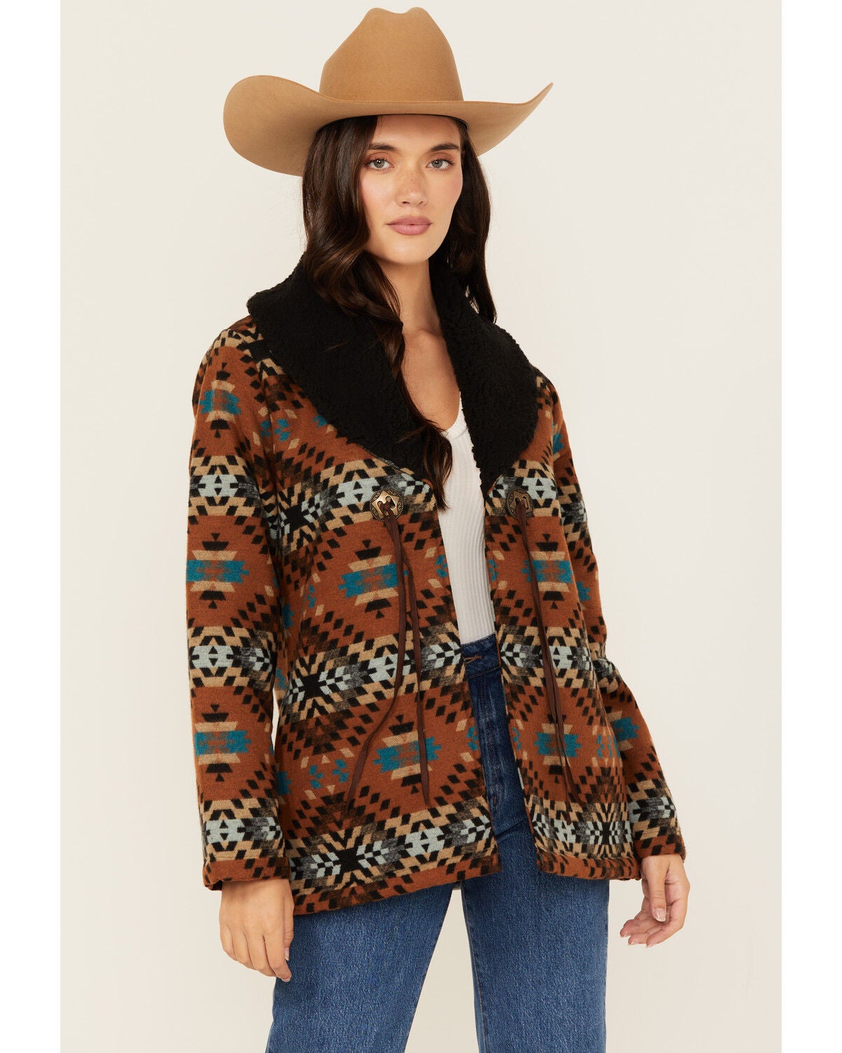 Cotton & Rye Women's Sherpa Lined Concho Jacket, Rust, hi-res