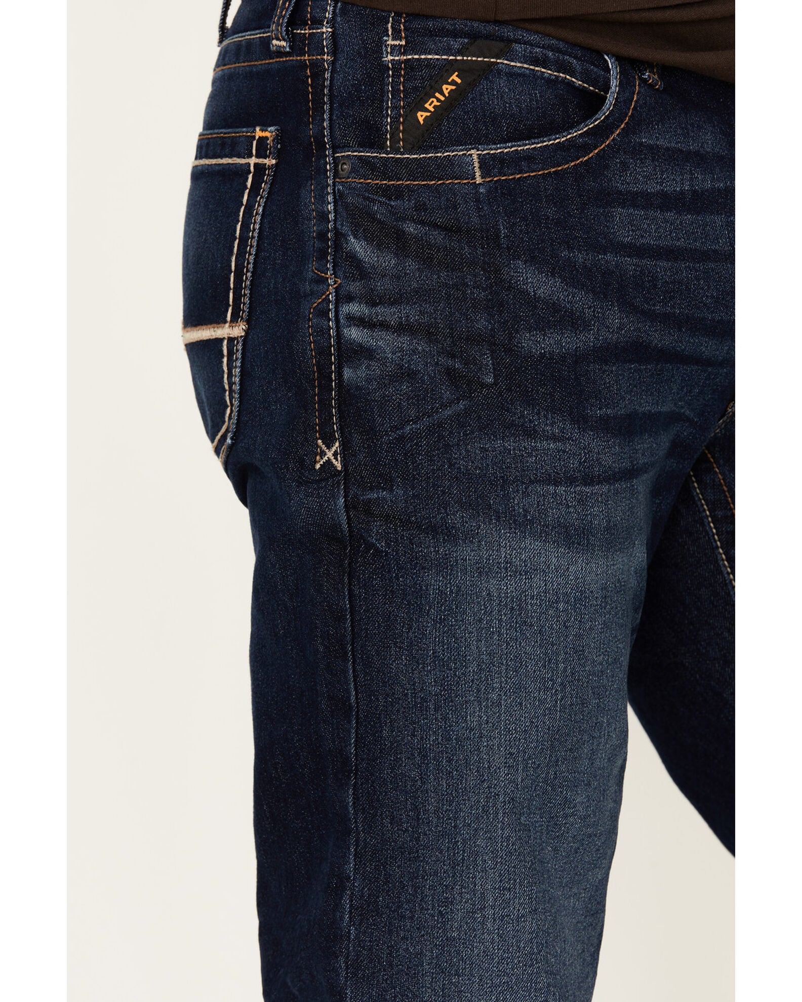 Ariat Men's Rebar M4 Edge Low Rise Maritime Wash Bootcut Jeans, Blue