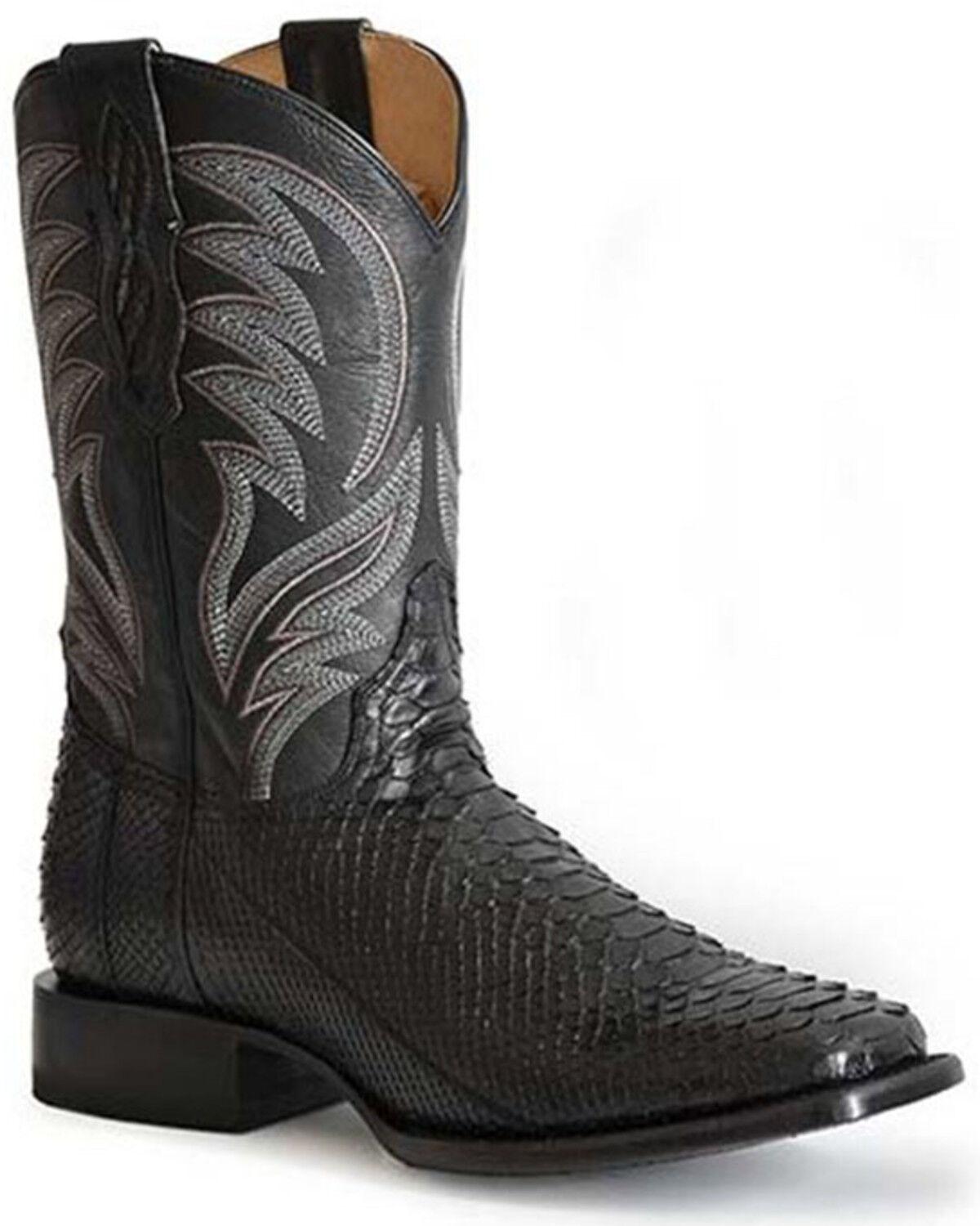 Roper Men's Peyton Exotic Python Skin Western Boots - Square Toe, Black ...