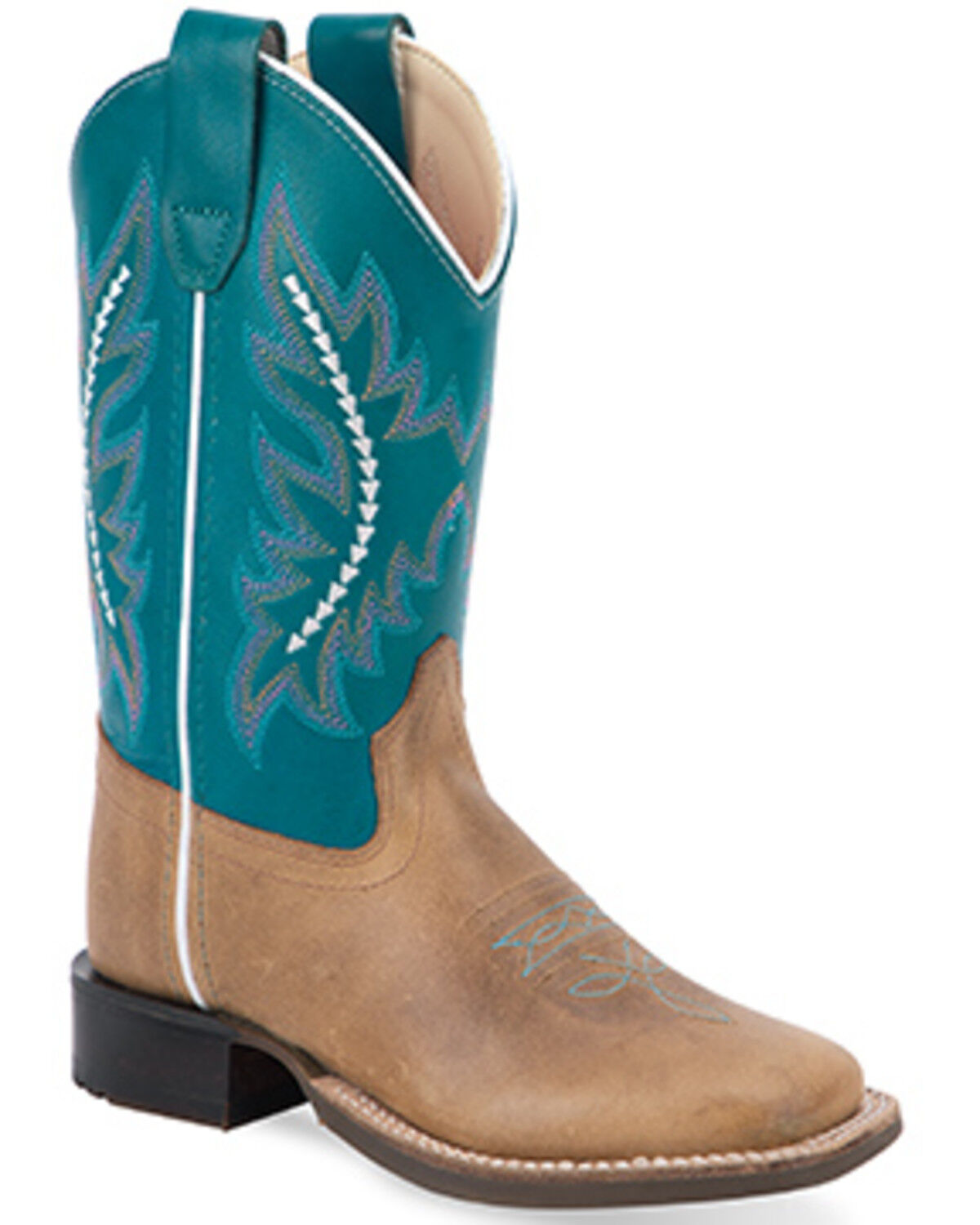 Old West Girls' Western Boots - Broad Square Toe, Turquoise