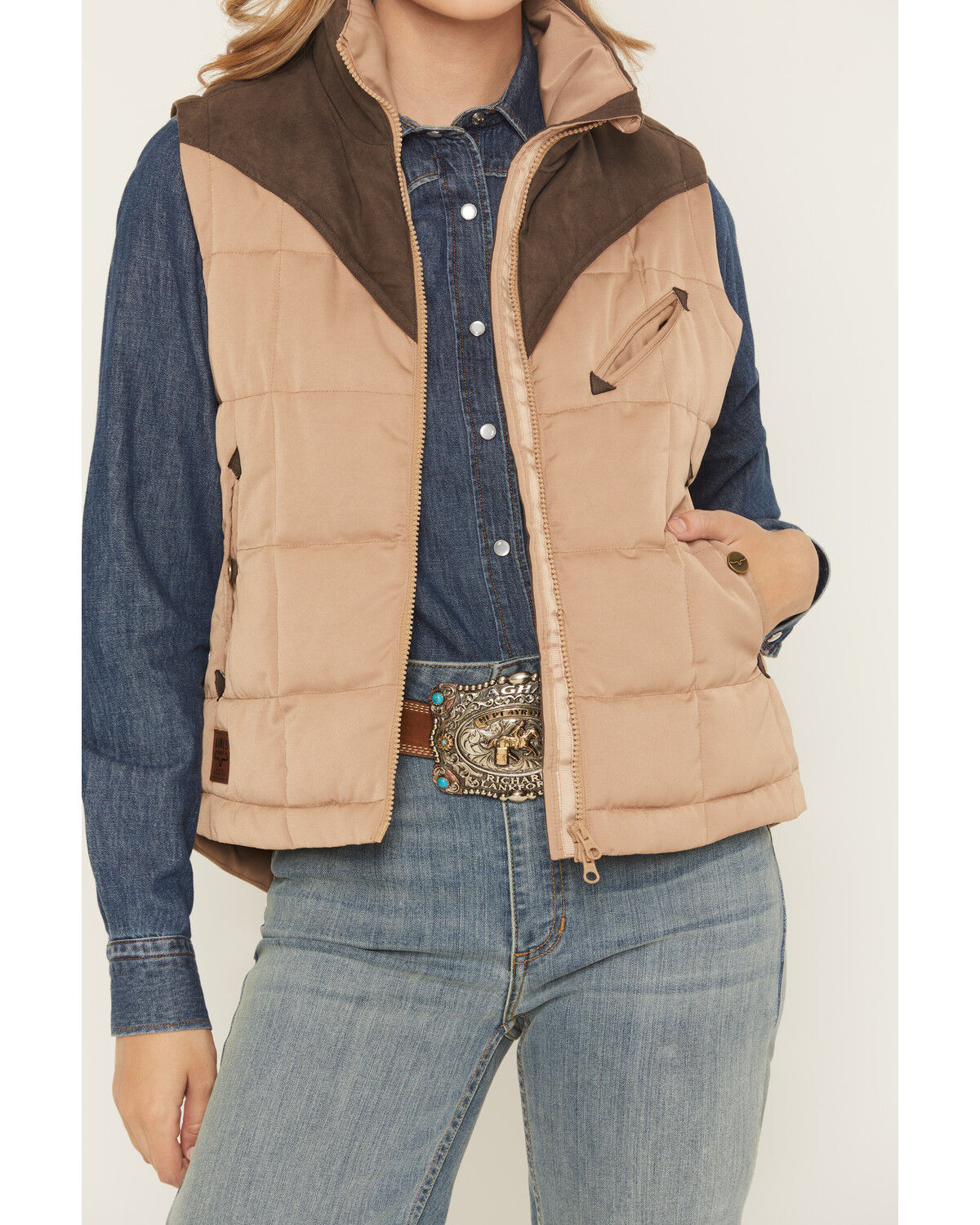 Kimes Ranch Women's Lenora Zip-Up Puffer Vest, Tan