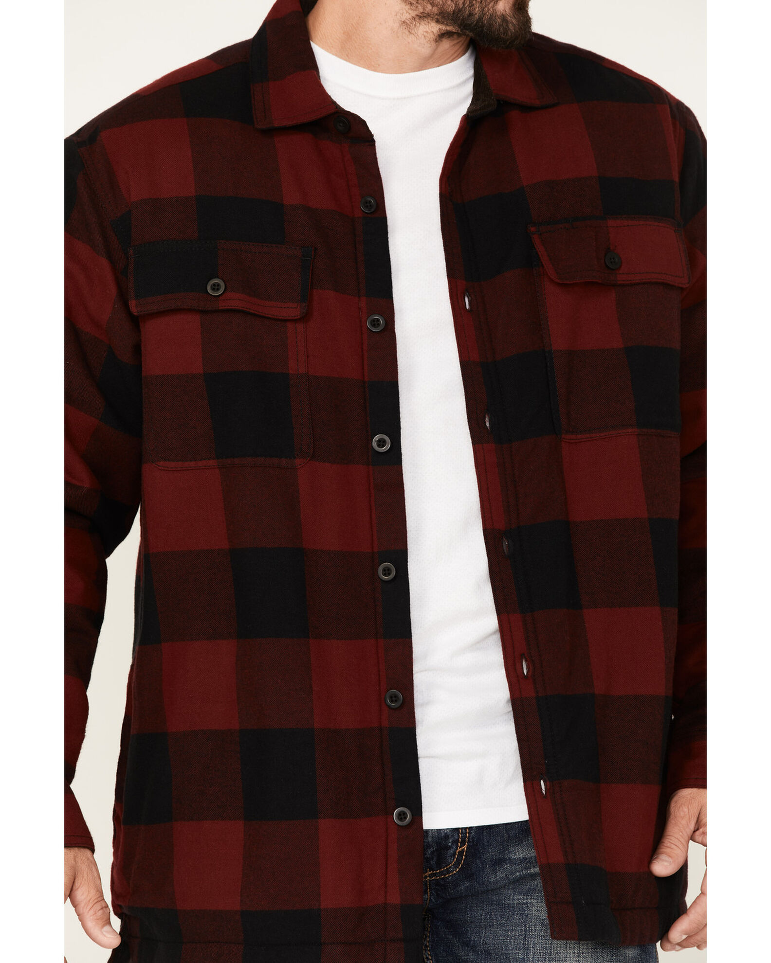 North River Men's Heavyweight Fleece Lined Flannel Shirt, Red