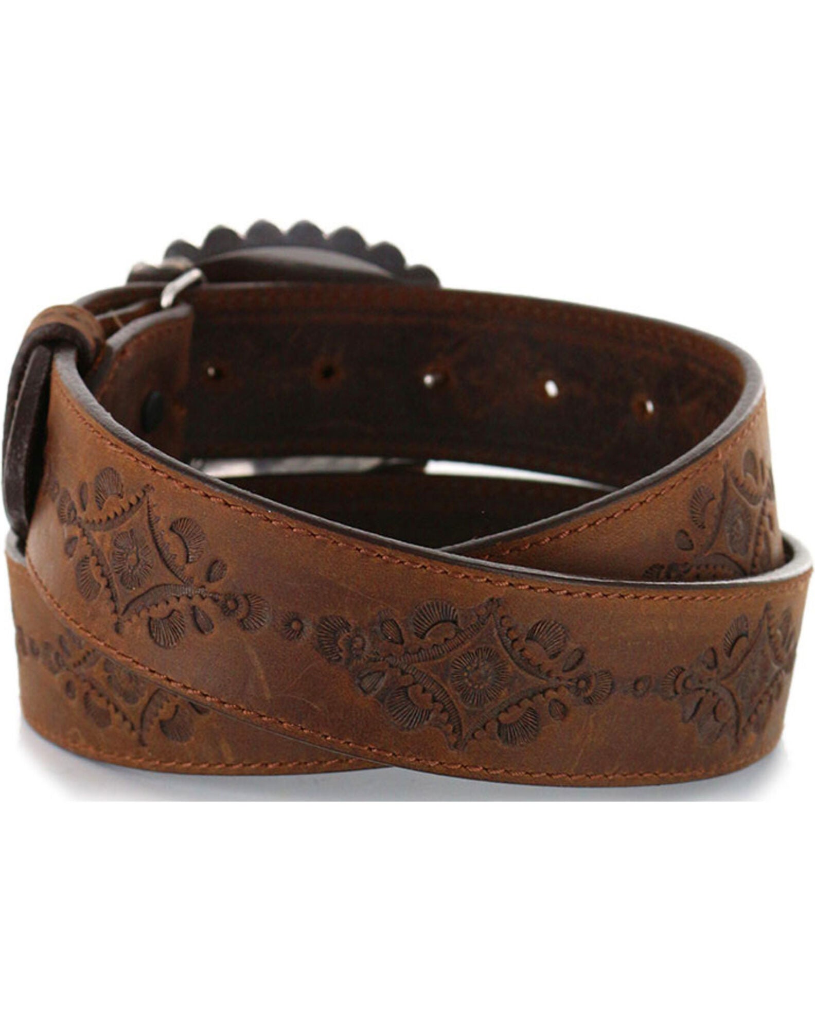 Justin Women's Navajo Heart Leather Belt, Bark