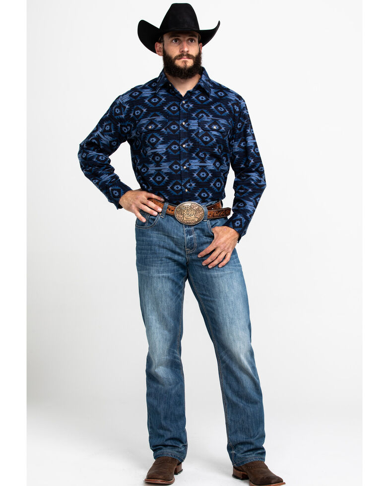 Ely Walker Mens Aztec Print Long Sleeve Western Flannel Shirt