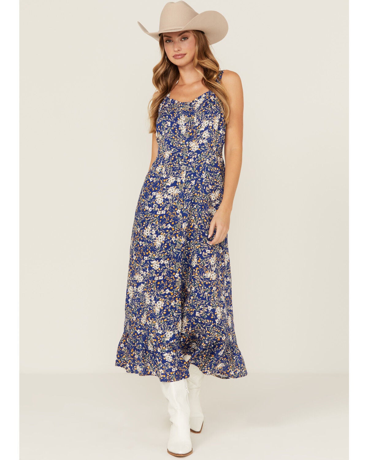 Cotton & Rye Women's Floral Print Midi Sundress, Blue, hi-res