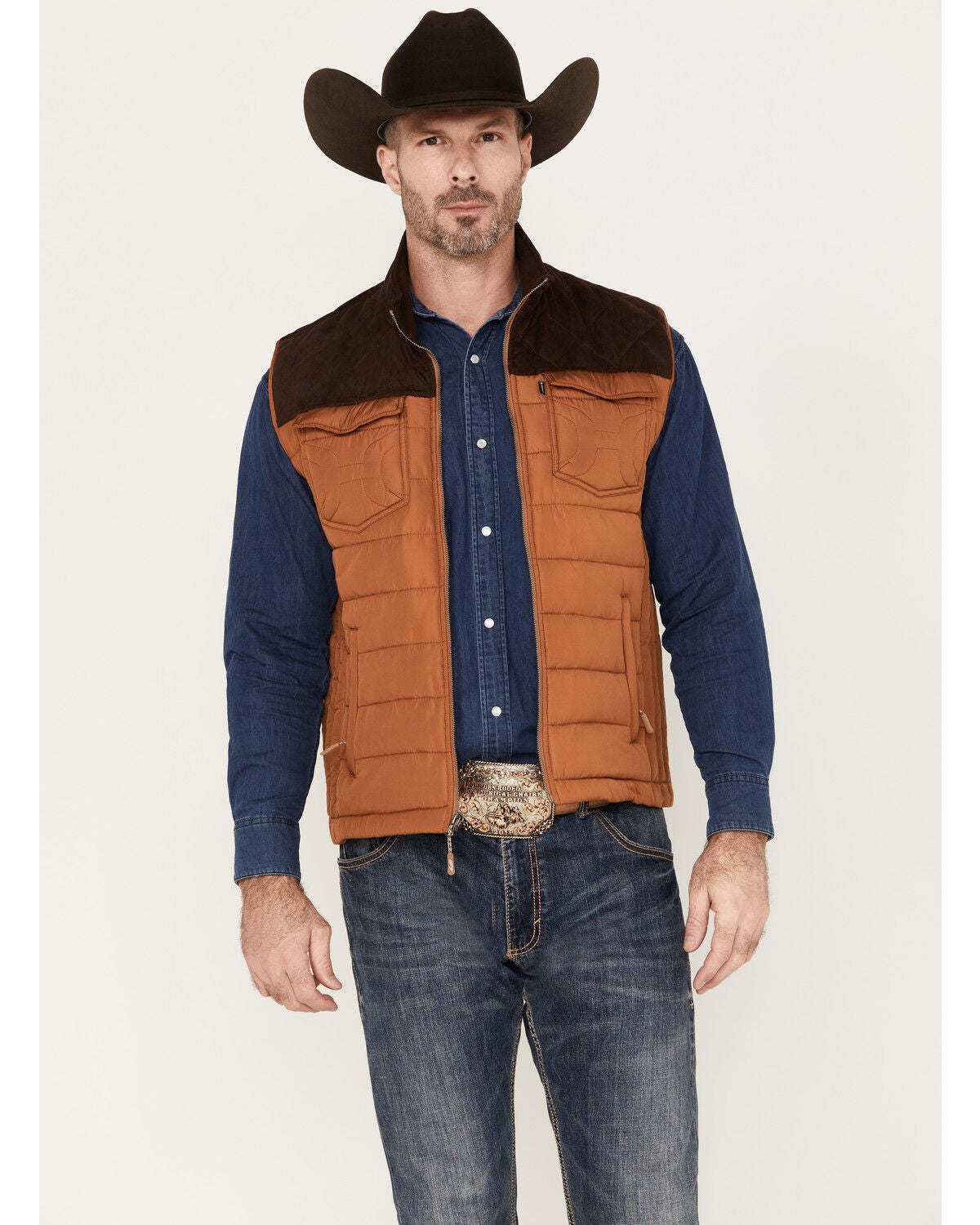 Hooey Men's Packable Vest, Tan, hi-res