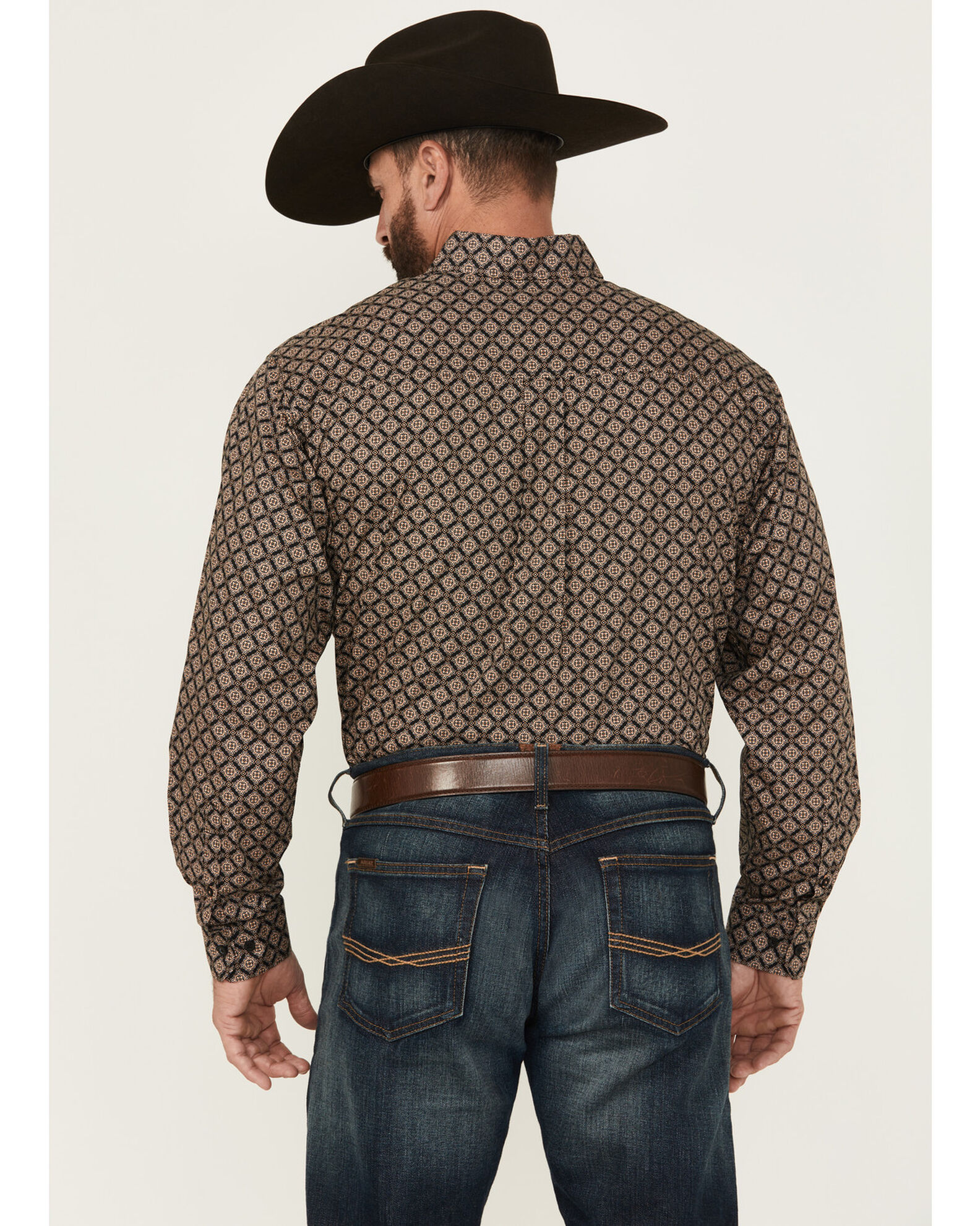 Cinch Men's Medallion Print Long Sleeve Button-Down Western Shirt, Black