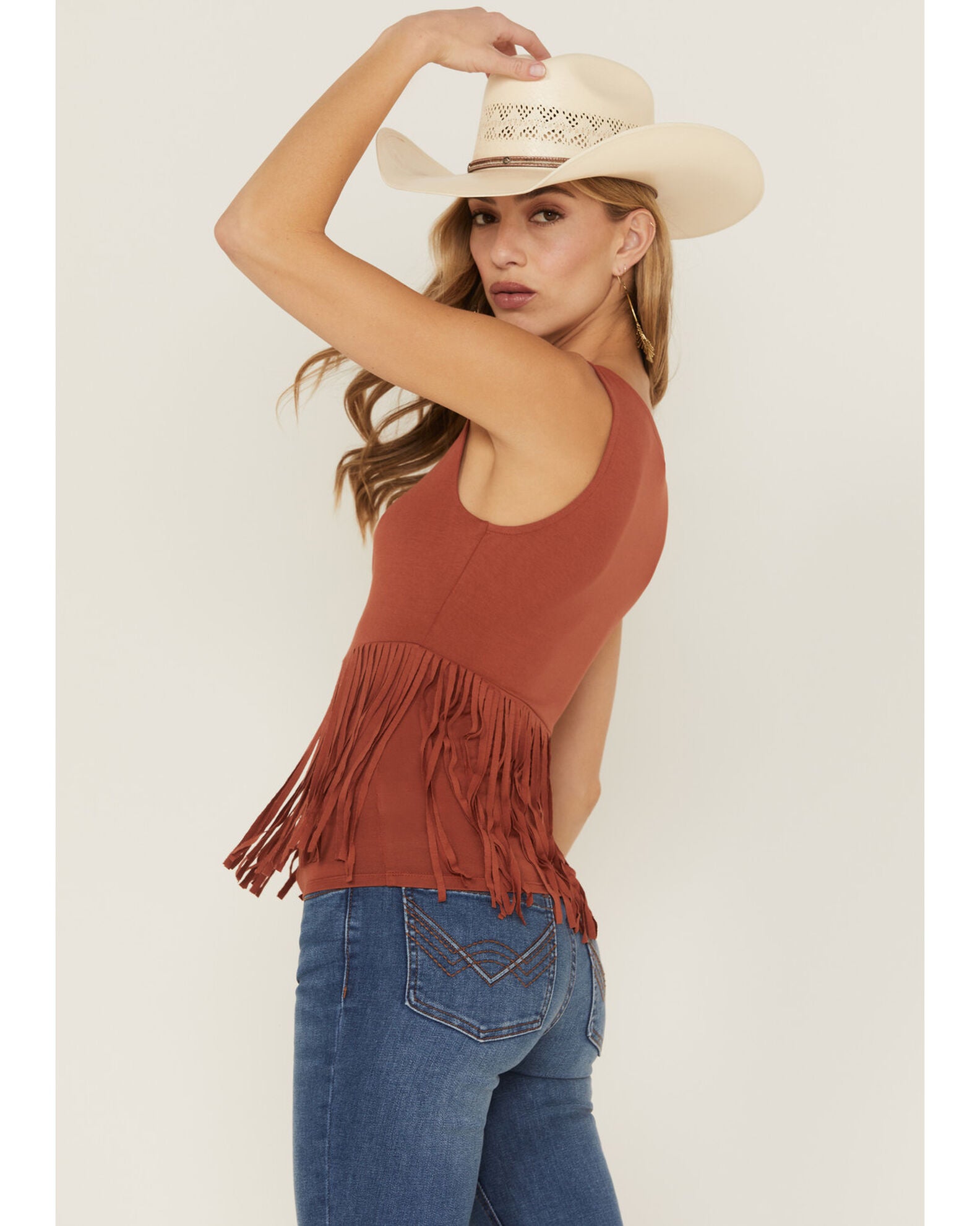 Idyllwind Women's Bluebell Twist & Fringe Top, Pecan