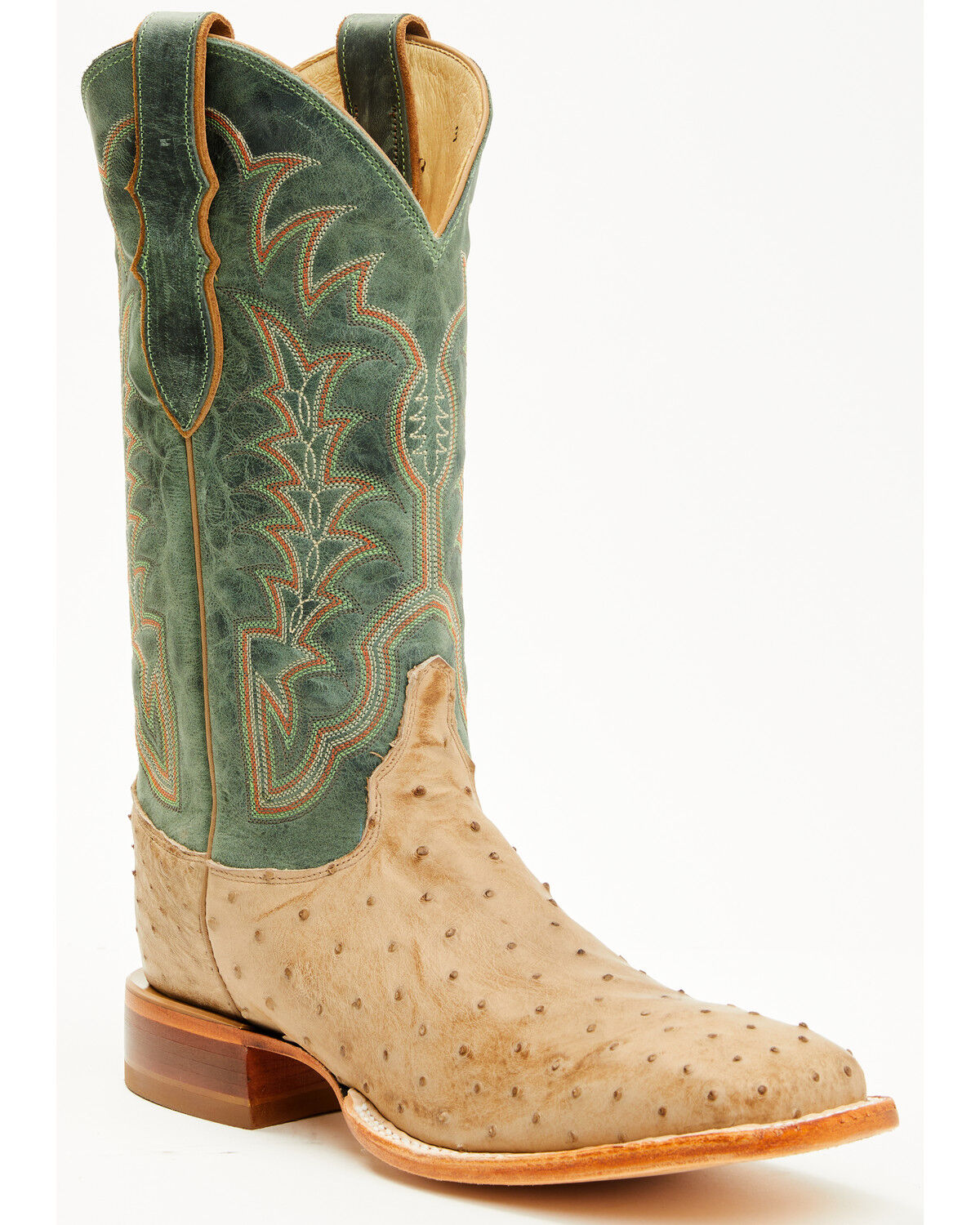 Justin Men's Chisolm Exotic Ostrich Western Boots - Broad Square Toe, Tan